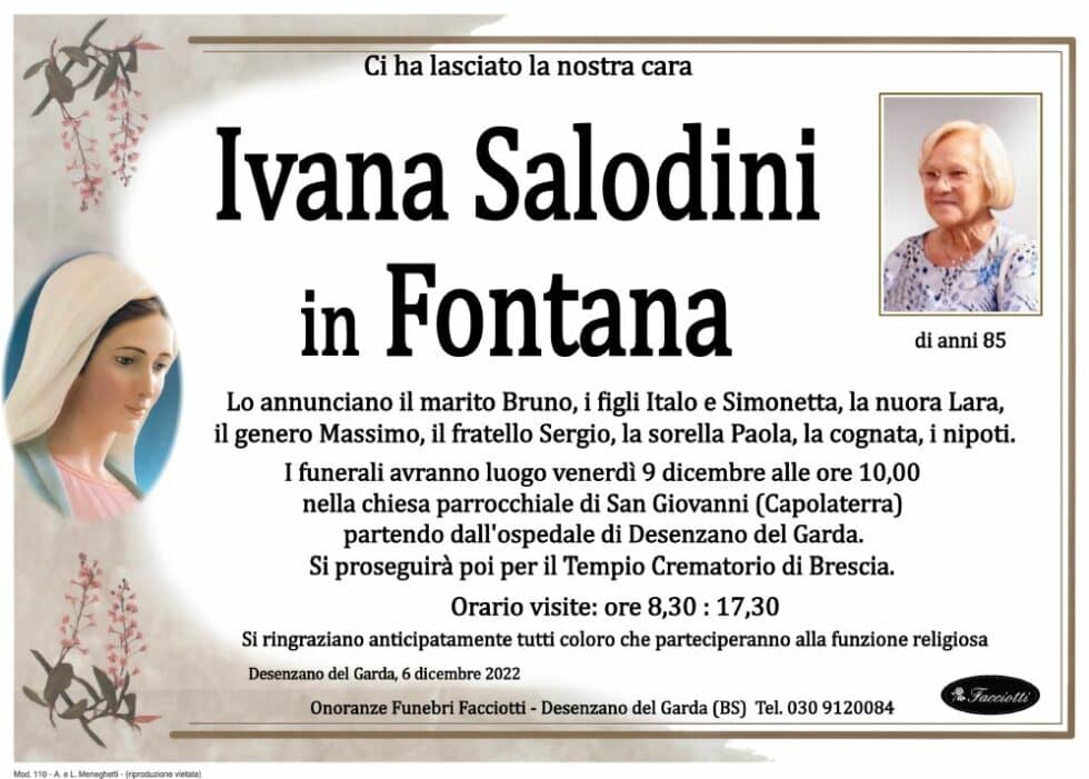 Ivana Salodini in Fontana - Onoranze Funebri Facciotti