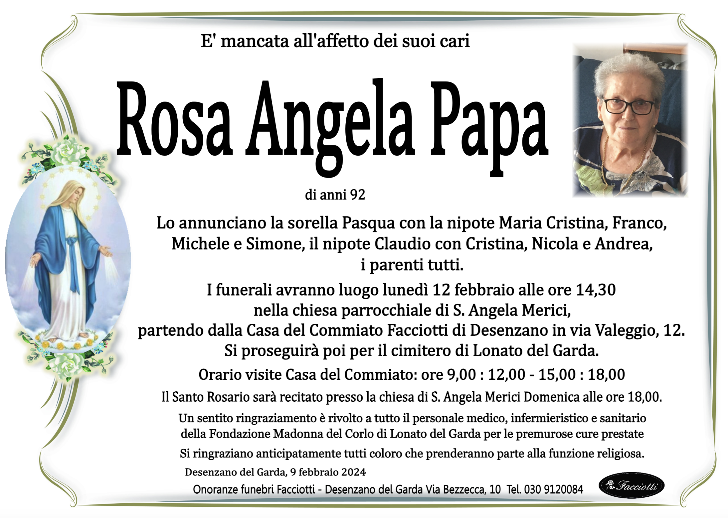 Rosa Angela Papa - Onoranze Funebri Facciotti